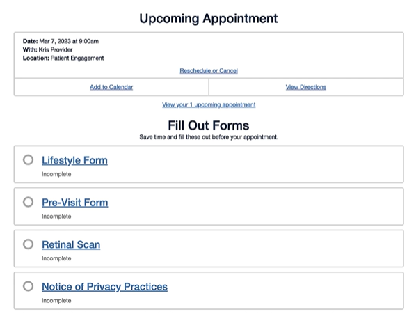 Using the Eyefinity Integrated Online Forms